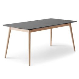 Esstisch &raquo;Meza Designtisch mit Auszugsfunktion und 2 Einlegeplatten&laquo; abgerundete Tischplatte MDF, Massivholzgestell, in zwei Breiten schwarz 