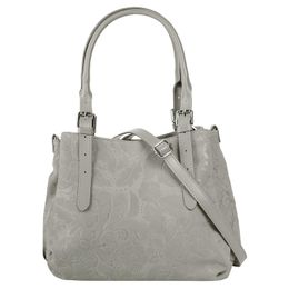 Samantha Look Damen Henkeltasche echt Leder, Made in Italy grau