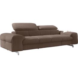 COTTA 3-Sitzer &raquo;Chef&laquo; Big-Sofa mit Kopfteilverstellung, edle Metallkufen braun Luxus-Microfaser (100% Polyester);Softlux -Kunstleder;Leder Pampas (