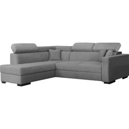 Home Affaire Ecksofa &raquo;Tulio L-Form&laquo; wahlweise mit Bettfunktion und Bettkasten, incl. 3 Zierkissen silber Struktur fein (100% Polyester);Struktur (100%