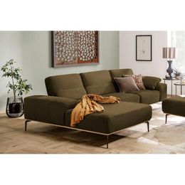 W.Schillig Ecksofa &raquo;run, Designsofa mit tollem Sitzkomfort, bequem, L-Form&laquo; mit Holzsockel, F&uuml;&szlig;e in Bronze pulverbeschichtet, Breite 319 cm gr&uuml;n 