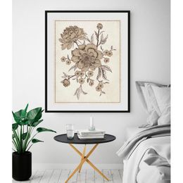queence Bild &raquo;Rosalie&laquo; Blumen Kunst Pflanzen Pflanzenbilder Postkarten 1 Stk. tlg. HD Premium Poster-Druck inkl. Holzrahmen grau Acrylglas, Holz, 