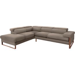 W.Schillig Ecksofa &raquo;finn, Designsofa mit tollem Sitzkomfort, bequem, L-Form&laquo; German Design Award 2016, Fu&szlig;gestell Nussbaum natur, Breite 281 cm braun 