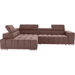 exxpo - sofa fashion Ecksofa &raquo;Elias, aktuelle Kreuzsteppung im Sitz, bequem, Breite 307cm, L-Form&laquo; mit Kopf- bzw. R&uuml;ckenverstellung, wahlweise mit 
