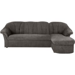 DOMO collection Ecksofa &raquo;Pegnitz, elegante R&uuml;ckensteppung, kompakte Stellma&szlig;e 238/141cm, L-Form&laquo; wahlweise mit Bettfunktion grau 95% Polyester, 5% 