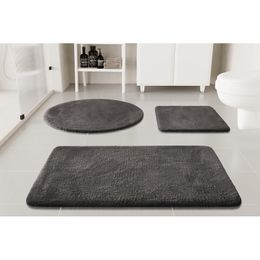 OTTO home &raquo;Neele&laquo; H&ouml;he 20 mm rutschhemmend beschichtet schnell trocknend Badteppich, getuftet, modern, Uni, antirutsch, flauschig, Hochflor grau 