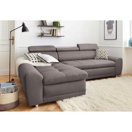 Sit & More sit&more Ecksofa &raquo;Riva L-Form&laquo; inklusive Kopteilverstellung, wahlweise mit Bettfunktion grau Flachgewebe (100% Polyester);Luxus-Microfaser (100% 