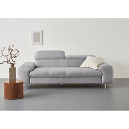COTTA 3-Sitzer &raquo;Chef&laquo; Big-Sofa mit Kopfteilverstellung, edle Metallkufen grau Luxus-Microfaser (100% Polyester);Softlux -Kunstleder;Leder Pampas (
