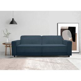 3-Sitzer &raquo;ALLIE Schlafsofa 225 cm&laquo; Bett-Funktion (108/190cm), trendiger Cord o. pflegeleichter Velours blau 100% Polyester