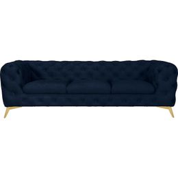 Home Affaire Chesterfield-Sofa &raquo;Glynis&laquo; aufw&auml;ndige Knopfheftung, moderne Chesterfield Optik, Fu&szlig;farbe w&auml;hlbar blau Struktur (100% Polyester);Samtoptik