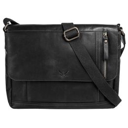 Sansibar Damen Messenger Bag echt Leder schwarz