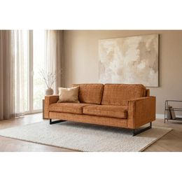 Home Affaire 3-Sitzer &raquo;Pinto, 206 cm, Cord, Chenille, Lederoptik&laquo; mit Keder, schwarze Metallf&uuml;&szlig;e, Wellenunterfederung 100% Polyester