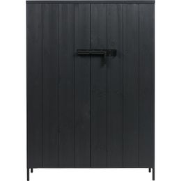 Woood Highboard &raquo;Bruut Midischrank, Hochkommode&laquo; aus massive Kiefer, H 141 cm x B 100 cm schwarz Holzwerkstoff