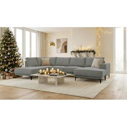 OTTO home Wohnlandschaft &raquo;XXL Sofa Oland, Struktur, Flachgewebe, Luxus-Microfaser, Boucle&laquo; U-Form, 345 cm, Wellenunterfederung, Skandi-Design, 