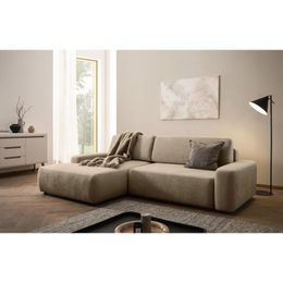 Home Affaire Ecksofa &raquo;TORGE (264cm), Schlafsofa in Cord, Samtvelours o Struktur fein, L-Form&laquo; Schlaffunktion, Bettkasten, Liegefl&auml;che: 125/210 cm 