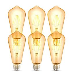 B.K.LICHT LED-Leuchtmittel &raquo;LED Leuchtmittel 6er Set E27 ST64&laquo; E27 6 Stk. Warmwei&szlig; 2.700 K Edison Vintage Gl&uuml;hbirne Filament braun