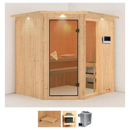 Karibu Sauna &raquo;Frigga 2&laquo; Set, Ofen 9 kW Bio externe Strg easy beige