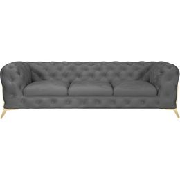 Home Affaire Chesterfield-Sofa &raquo;Amaury&laquo; aufw&auml;ndige Knopfheftung, moderne Chesterfield Optik, Fu&szlig;farbe w&auml;hlbar grau Struktur (100% Polyester9;Samtoptik