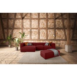 W.Schillig Ecksofa &raquo;around-the-block&laquo; mit eleganter Biese, mit Federkern, Breite 341 cm rot Longlife Xtra-Leder Z59: Glattleder mit modischer Pr&auml;gung.