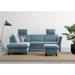 Home Affaire Ecksofa &raquo;Trelleborg L-Form&laquo; wahlweise mit Bettfunktion und Bettkasten, inkl. Federkern-Polsterung blau 100% Polyester