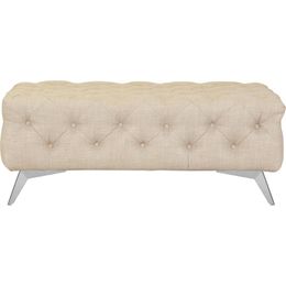 Home Affaire Polsterhocker &raquo;Glynis&laquo; aufw&auml;ndige Knopfheftung, moderne Chesterfield Optik, Fu&szlig;farbe w&auml;hlbar beige Struktur (100% Polyester);Samtoptik (