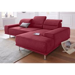 Sit & More sit&more Ecksofa &raquo;Mariola L-Form&laquo; mit Recamiere und Federkern, inklusive Sitztiefenverstellung rot Struktur (100% Polyester);Luxus-Microfaser ALTARA 