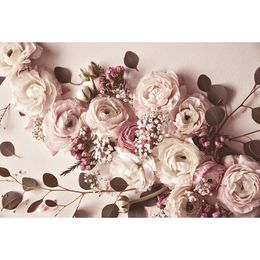 Livingwalls living walls Fototapete &raquo;ARTist Flat Lay Flower&laquo; Vlies, Wand, Schr&auml;ge rosa Vlies