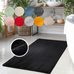 Carpet City Badematte &raquo;Topia Mats, Badteppich uni&laquo; H&ouml;he 14 mm rutschhemmend beschichtet strapazierf&auml;hig Hochflor, Kaninchen Haptik, Polyester, Badezimmerteppich, 
