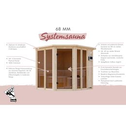 Karibu Sauna &raquo;"Airia" mit Kranz, naturbelassen&laquo; aus hochwertiger nordischer Fichte