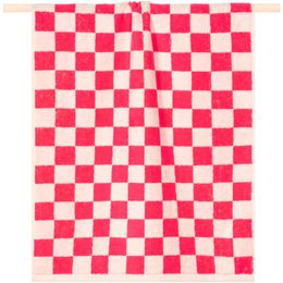 Pad Badetuch &raquo;CHESS, 70x140 cm&laquo; Made in Europe, 100% Baumwolle, modernes Karo Design pink Frottee, Frottee