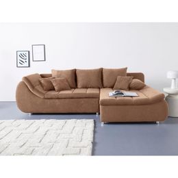 Home Affaire Ecksofa &raquo;Imola, elegant und modern, aktuelle Steppung im Sitz, bequem, L-Form&laquo; frei im Raum stellbar, wahlweise mit Bettfunktion und 