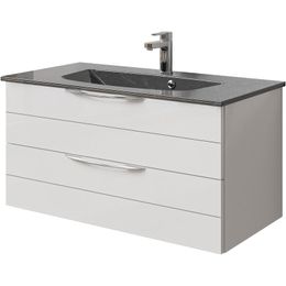 Waschtisch &raquo;Serie 6025 Mineralmarmor-Waschtisch mit Unterschrank, 97 cm breit&laquo; 2 Stk. tlg. Waschplatz mit 2 Schubladen, h&auml;ngend, verschiedene 