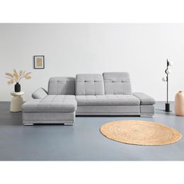 COTTA Ecksofa &raquo;Holiday L-Form mit Sitztiefen-, Armteil- und Kopfteilverstellung&laquo; wahlweise mit Bettfunktion & Bettkasten grau 90% Polyester, 10% 