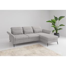Sit & More sit&more Ecksofa &raquo;Emely, inkl. Sitztiefenverstellung&laquo; wahlweise mit Bettfunktion,Bettkasten,Kopf- & Armteilverstellung silber 90% Polyester, 10% 