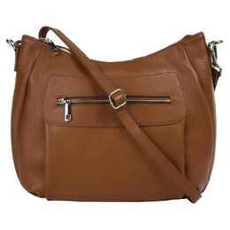 Samantha Look Damen Umh&auml;ngetasche echt Leder, Made in Italy braun