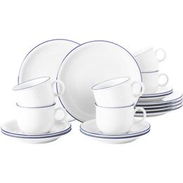 Seltmann Weiden Kaffeeservice &raquo;Geschirr-Set, Service Compact Blaurand&laquo; Teller, Tassen, Untertassen, Made in Germany, 18 Teile, f&uuml;r 6 Personen wei&szlig; Porzellan