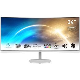 MSI Curved-LED-Monitor &raquo;PRO MP341CQW&laquo; 86,4 cm/34 &prime;&prime; 3440 x 1440 px UWQHD 1 Reaktionszeit 100 Hz 3 Jahre Herstellergarantie wei&szlig; Neigbar, Vesa 