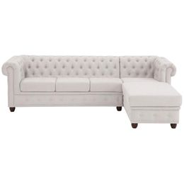 Home Affaire Chesterfield-Sofa &raquo;New Castle L-Form&laquo; hochwertige Knopfheftung in Chesterfield-Design, B/T/H: 255(171/72) silber
