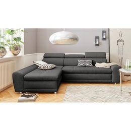 Sit & More sit&more Ecksofa &raquo;Riva L-Form&laquo; inklusive Kopteilverstellung, wahlweise mit Bettfunktion grau Flachgewebe (100% Polyester);Luxus-Microfaser (100% 