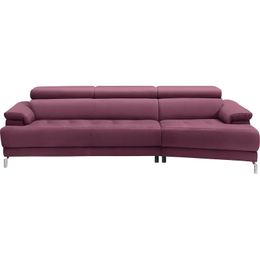 Egoitaliano Ecksofa &raquo;Soul, extravagantes Designsofa, Megasofa, super bequem, tolle Details&laquo; mit Trapez-Abschlu&szlig;element, inkl verstellbarer Kopfteile lila Leder 