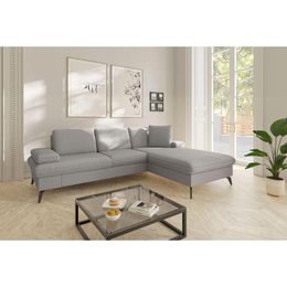 Sit & More sit&more Ecksofa &raquo;Morris Jubi L-Form, B: 247 cm&laquo; mit Armteilfunktion & 1 Zierkissen, optional Bettfunktion grau 95% Polyester, 5% Polyamid