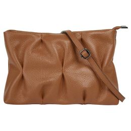 CLUTY Damen Umh&auml;ngetasche echt Leder, Made in Italy braun