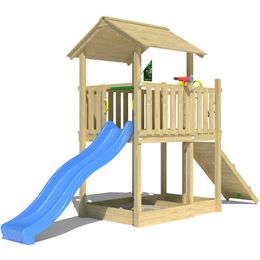 Jungle Gym Spielturm &raquo;Drift&laquo; Spielanlage inklusive Rutsche mit Wasseranschluss blau Holzwerkstoff