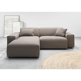 Home Affaire Ecksofa &raquo;Glimminge L-Form auch in Breitcord, Feincord + Easy care-Bezug,&laquo; Breite 234, Zierkissen grau