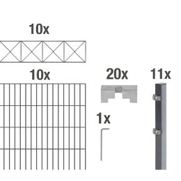 Alberts Doppelstabmattenzaun &raquo;Nexus&laquo; anthrazit, H&ouml;he: 100-160cm, Gesamtl&auml;nge: 10-20m, zum Einbetonieren grau Stahl