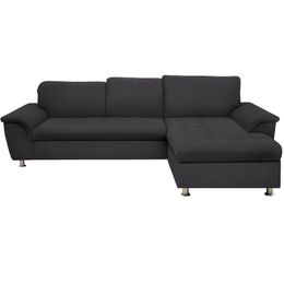 DOMO collection Ecksofa &raquo;Franzi bequem, B/T: 278/162 cm, L-Form, belastbar bis 140kg/ Sitz&laquo; Flachgewebe, graphite grau Flachgewebe (100% Polyester);
