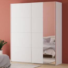 FORTE Schwebet&uuml;renschrank &raquo;Fittio. Made in Europe, 2 Schiebet&uuml;ren, modernes Design&laquo; H&ouml;he 2,35 mtr, stehende Montage, Spiegel wei&szlig; Spanplatte