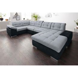 Sit & More sit&more Wohnlandschaft &raquo;Ontario U-Form&laquo; XXL, wahlweise mit Bettfunktion grau Luxus-Microfaser (Variante 2: 90% Polyester, 10% Polyamid);Flachgewebe (