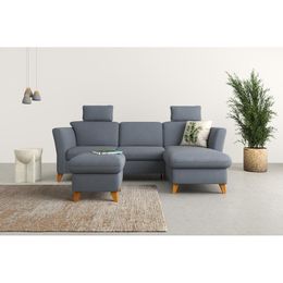 Home Affaire Ecksofa &raquo;Trelleborg L-Form&laquo; Federkern-Polsterung, wahlweise mit Bettfunktion und Bettkasten blau 100% Polyester
