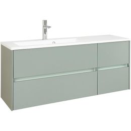 Waschtisch &raquo;Solid-Surface-Waschtisch mit Unterschrank Serie 6010,vormontiert,113cm&laquo; 2 Stk. tlg. Waschplatz, 4 Schubladen, LED-Beleuchtung, Badm&ouml;bel 
